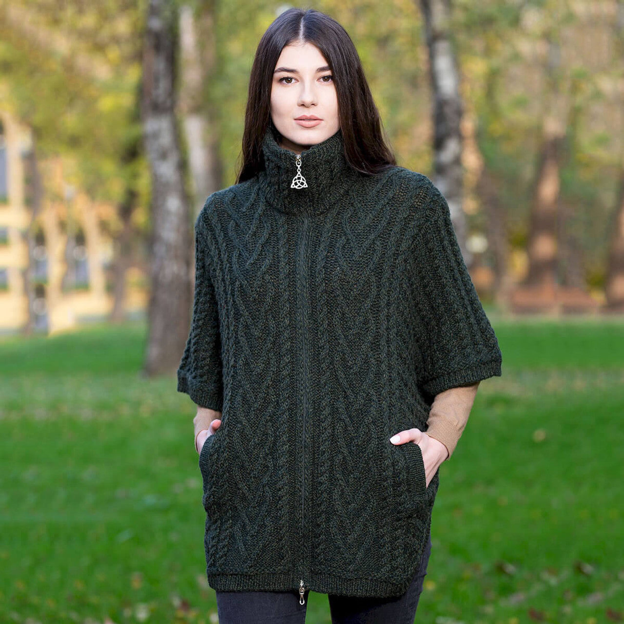 Funnel Neck Poncho Jacket Green – Faith and Begorra