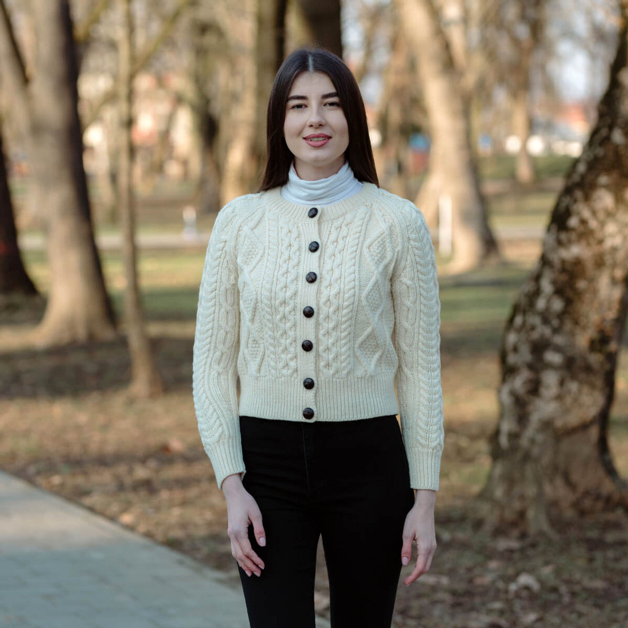 Ladies Cable Cardigan cream – Faith and Begorra